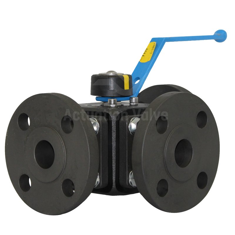 Flanged ANSI 150 3-Way Starline Ball Valves Carbon Steel Reduced Bore