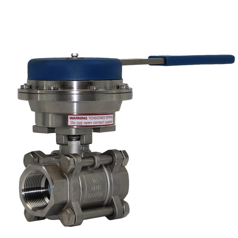 Stainless Steel 3PCE Spring Return Lever Dead Mans Handle Ball Valves